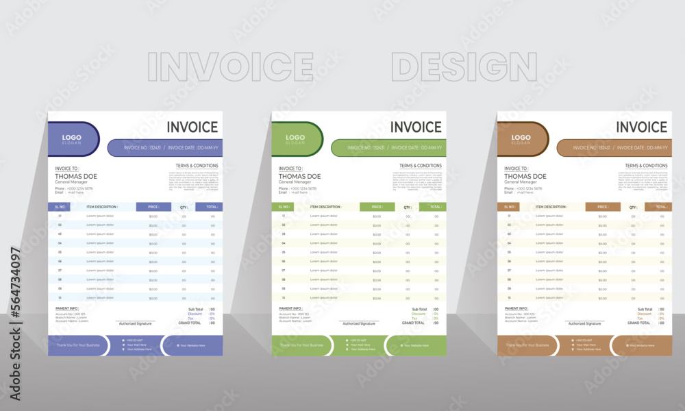 Invoice minimal design template .Price receipt, payment agreement and ...