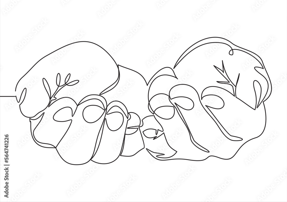 Continuous line drawing. Hands palms together. Support, peace, care ...