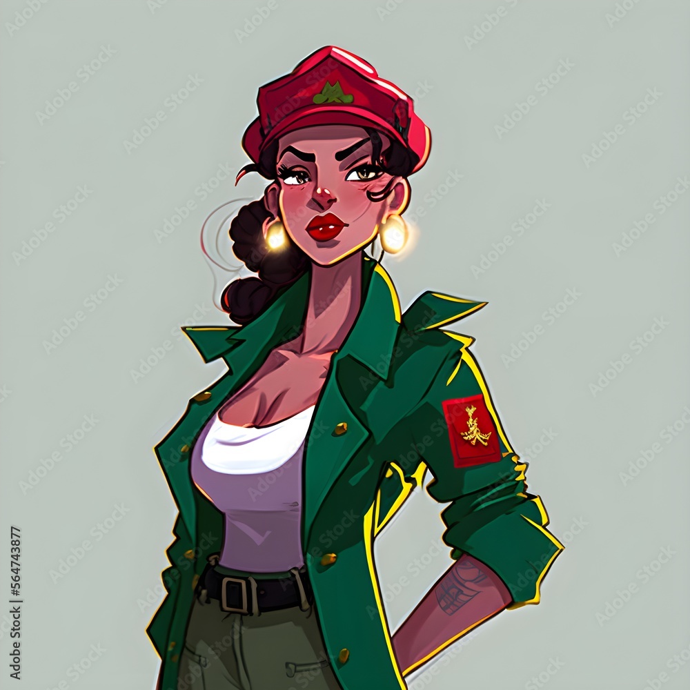 this character of a cuban woman with communist jacket and hat in anime ...