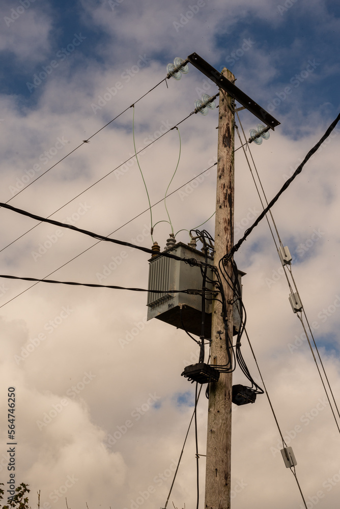 AC high voltage power transformer. Transfer of electrical power to end ...