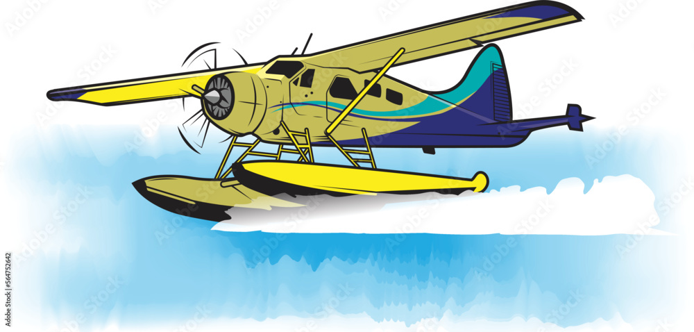 Vector illustration of a single-engined high-wing propeller-driven ...