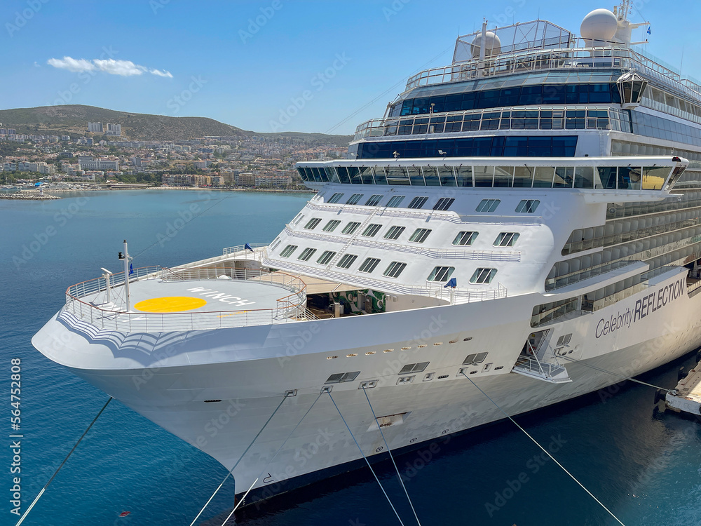Kusadasi, Turkey - May 2022: Helipad on the front of the luxury cruise ...