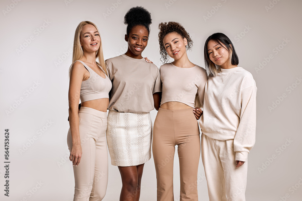 Natural beauty, diversity concept.Four multiethnic young women ...