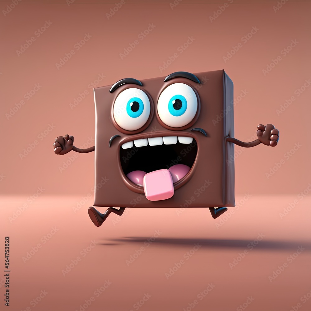 Cute Cartoon Chocolate Bar (Generative AI) Stock Illustration | Adobe Stock