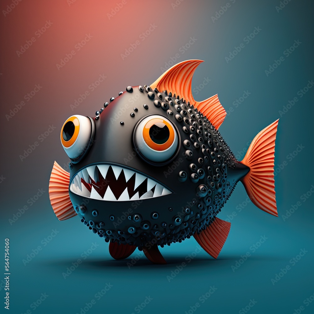 Cute Cartoon Piranha Character (Generative AI) Stock Illustration ...