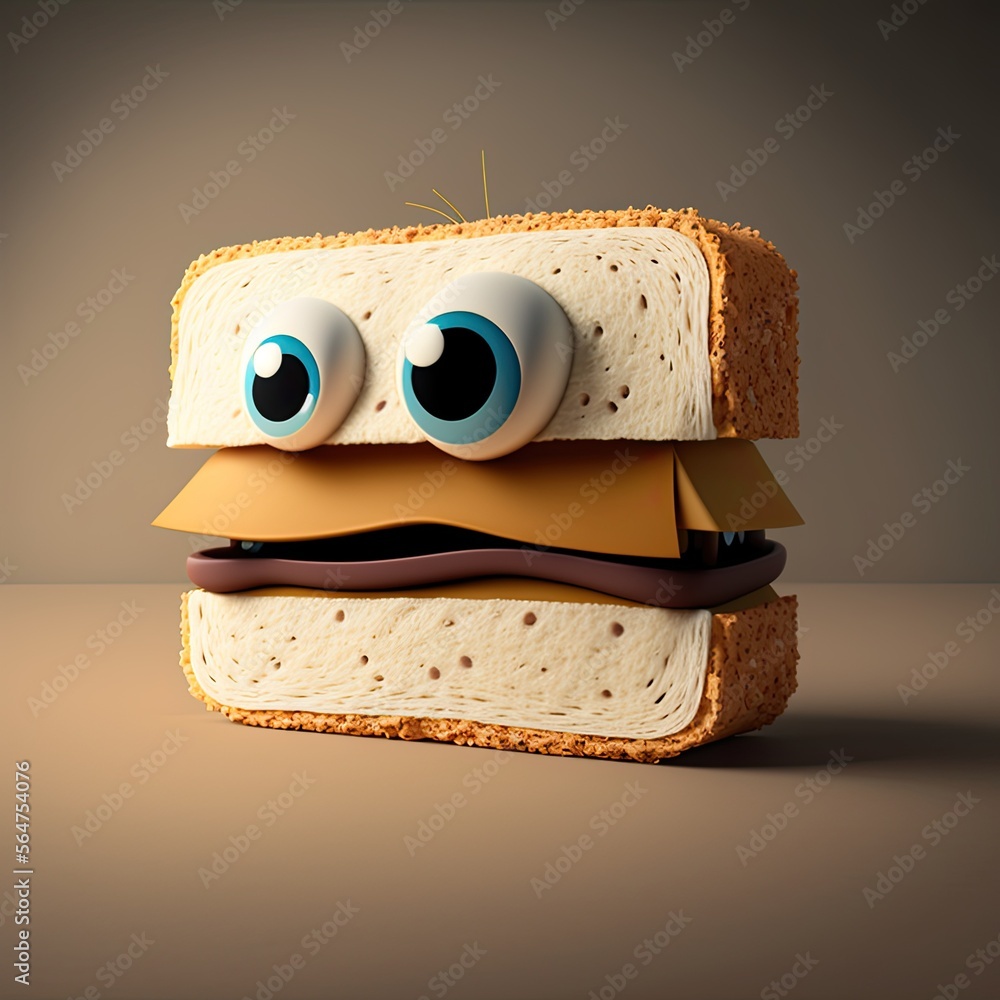 Cute Cartoon Sandwich Character (Generative AI) Stock Illustration ...