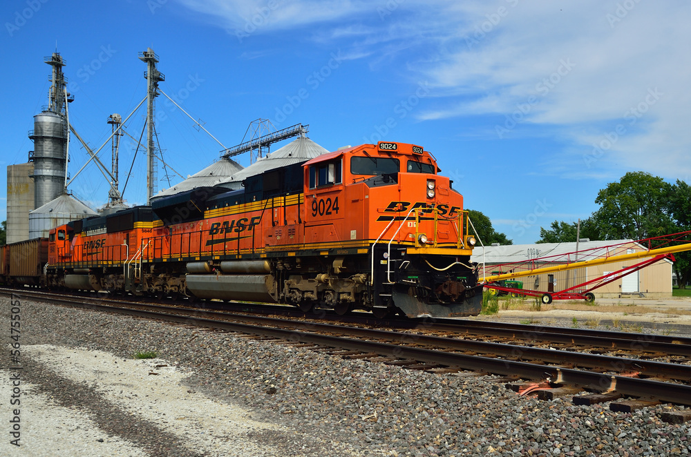 Burlington Northern Santa Fe freight train on its westbound journey from Chicago, the eastern ...