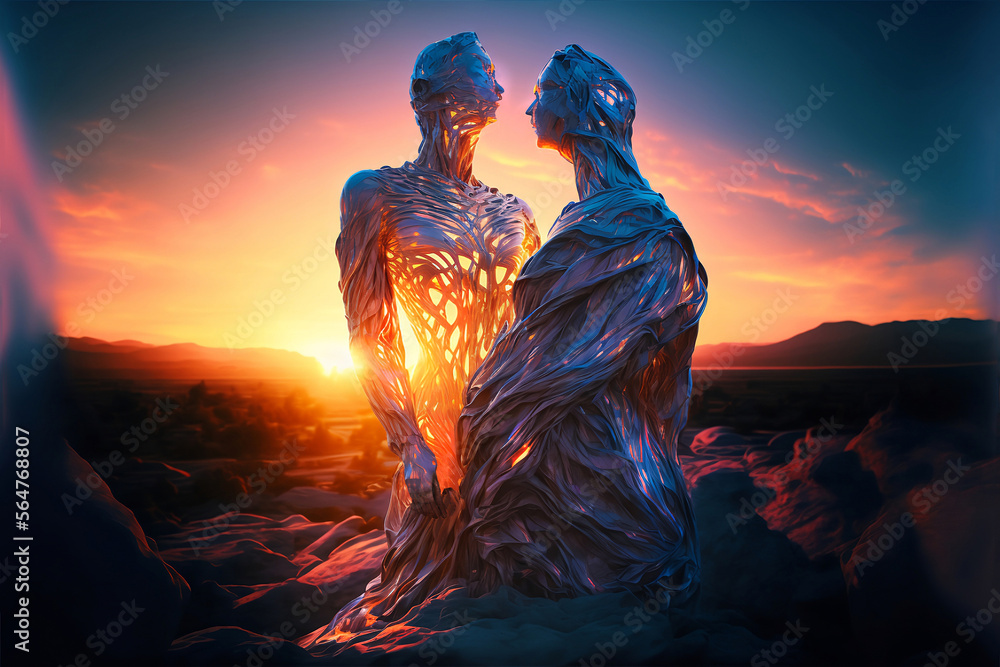 Abstract of soulmates eternal love intertwined throughout the centuries ...