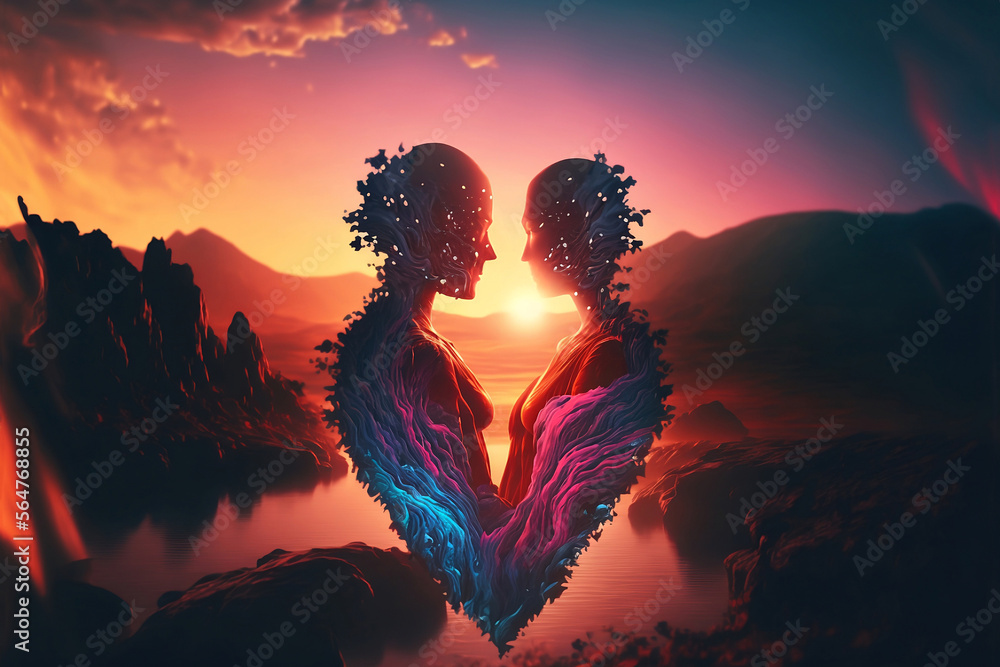 Abstract of soulmates eternal love intertwined in a love heart ...