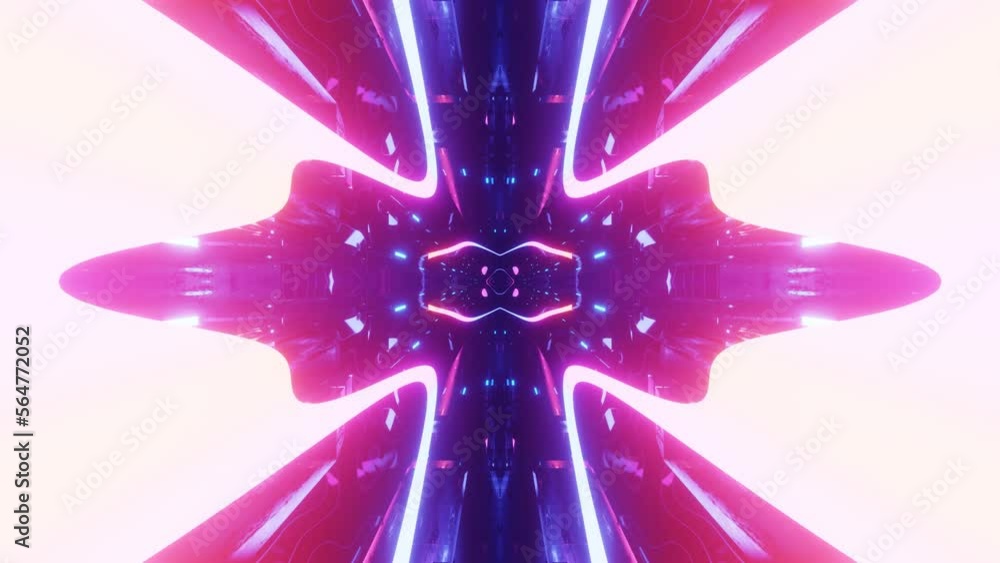 Glow sci fi symmetrical construction. Vj loop trendy neon tunnel. hi ...