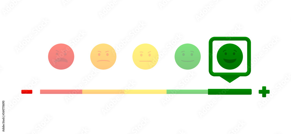 Emotional icons indicating quality, level, rating. Business feedback ...