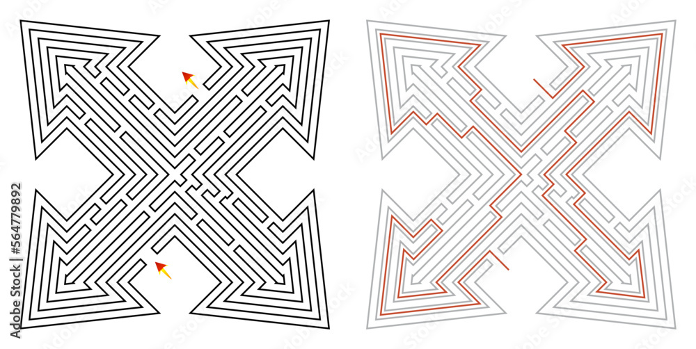 Vector of different (maze) labyrinth with solution. Labyrinth design ...