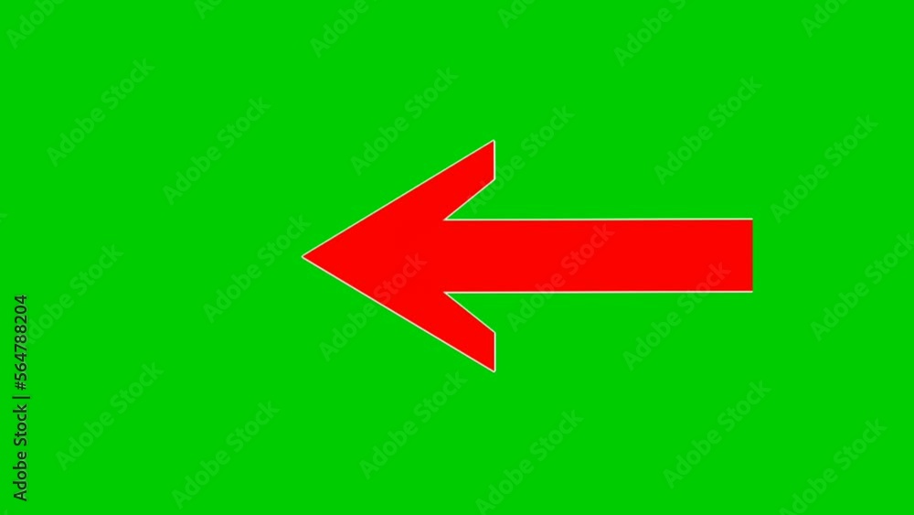 Arrow sign symbol animation on green screen, red color cartoon arrow ...