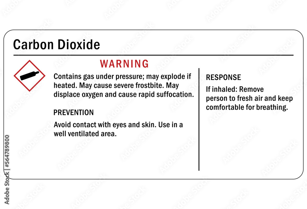 Carbon dioxide warning safety sign and labels Stock Vector | Adobe Stock