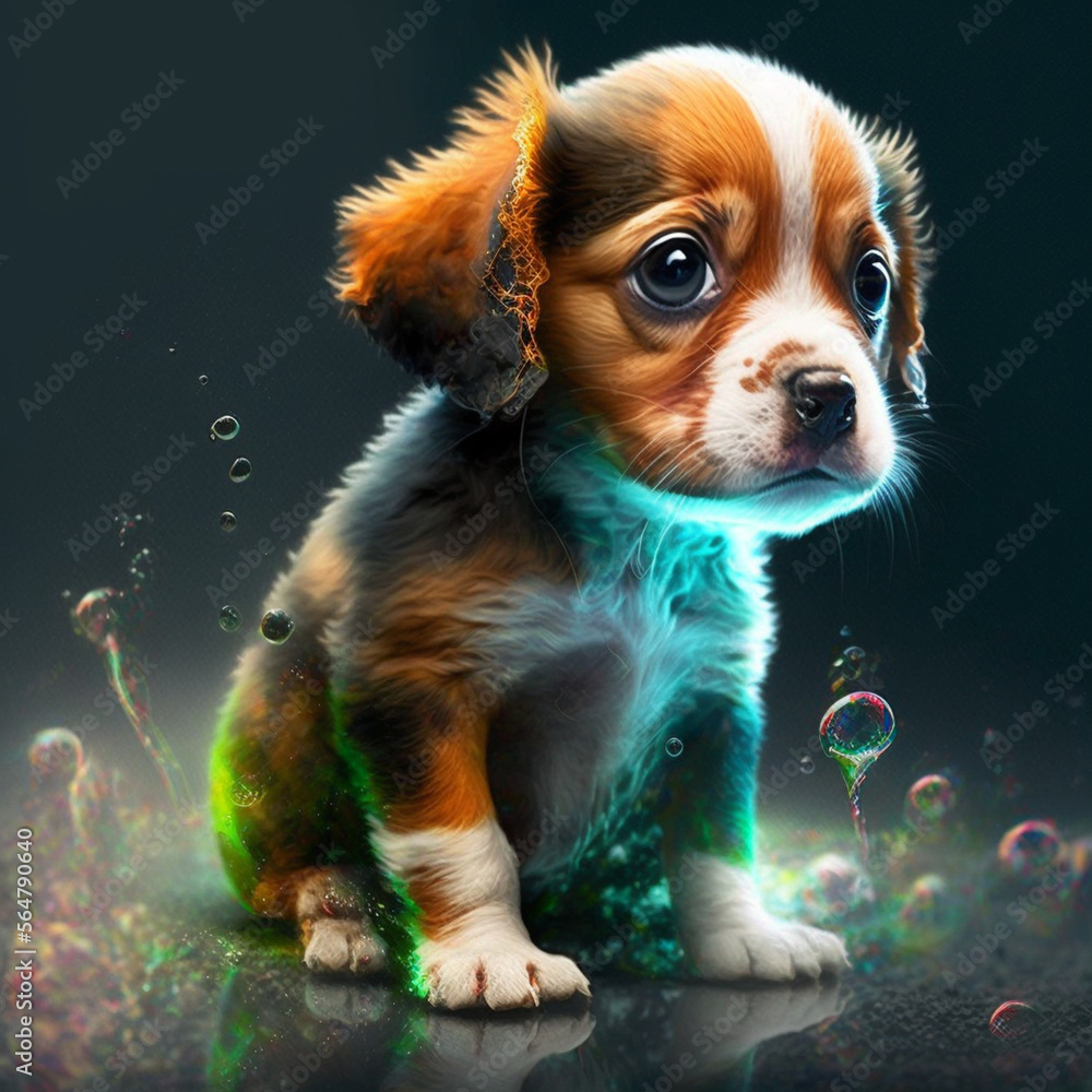 Dog cartoons with an acidic style, with vibrant colors and distorted ...