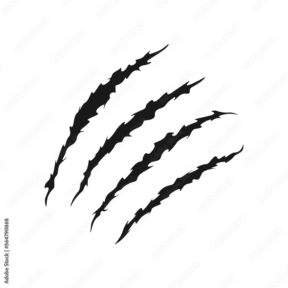 Scratch claws mark icon. Trace of wild animal, monster or dinosaur ...