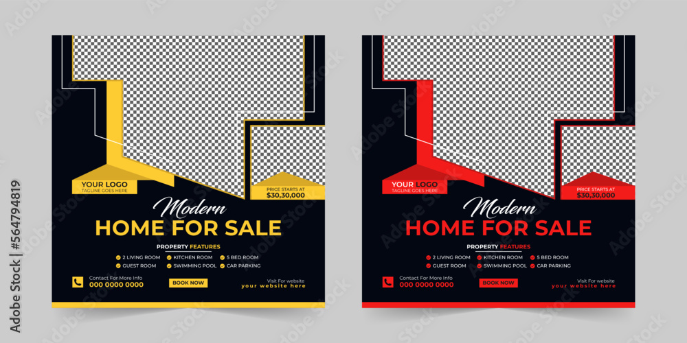 Modern Real estate house sale and home rent advertising square Social ...