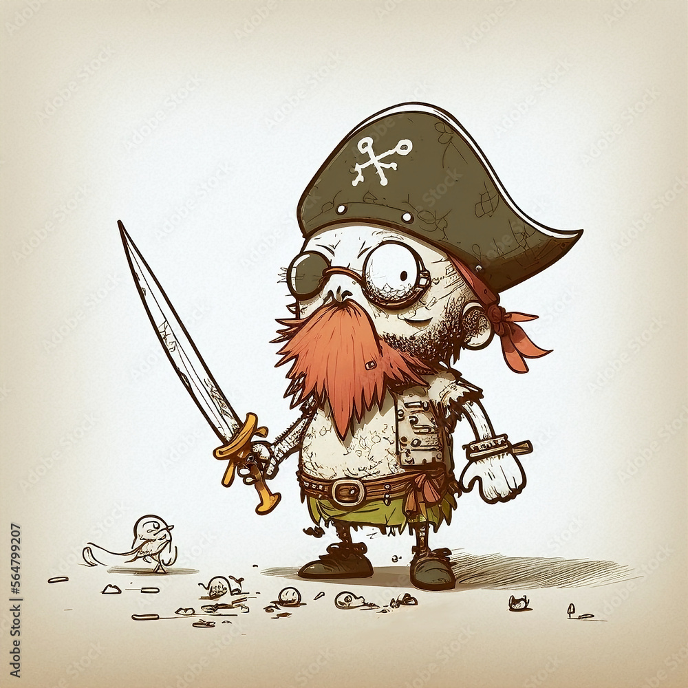 Character Stickman Pirate with a sword - Pirate hat - Pirate costume ...
