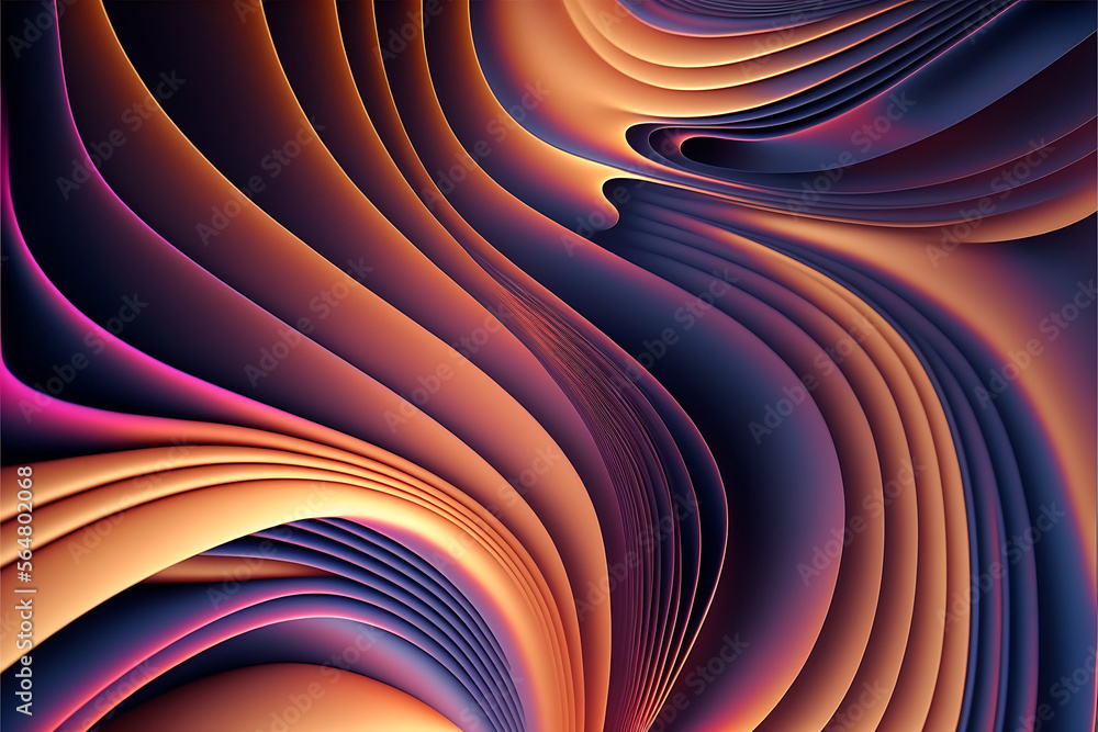 texture Vivid curves stripes 3d render with geometric blur. Wavy random ...