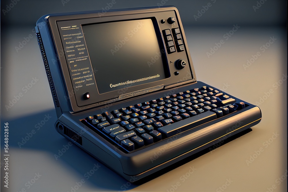 Old rare gray computer. 3d illustration of realistic computer 90s ...