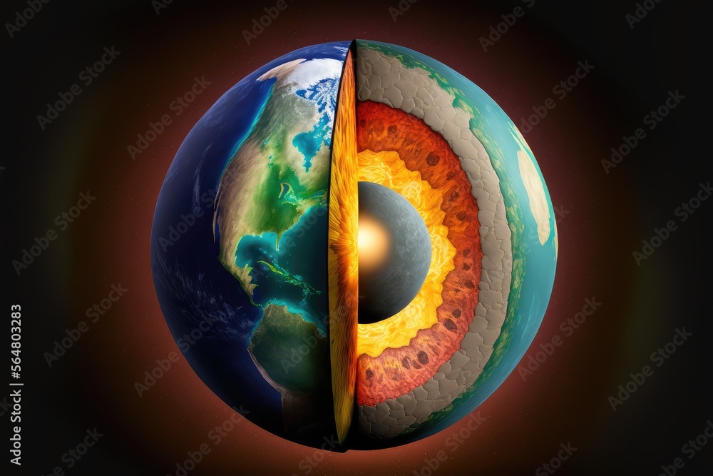 Earth core is stopping, graphic of the planet earth Core. Generative AI ...
