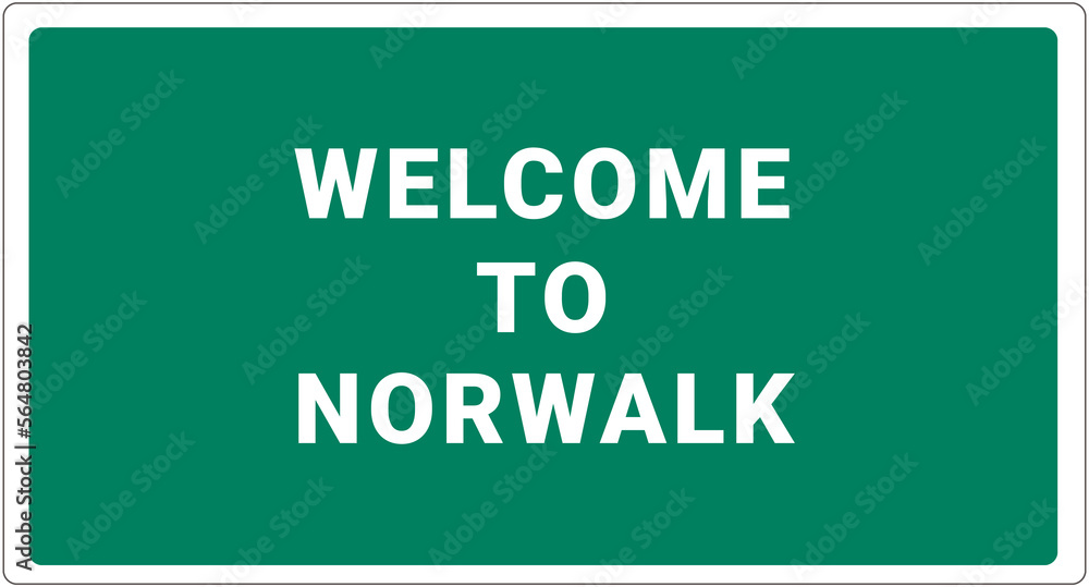 Welcome to Norwalk. Norwalk logo on green background. Norwalk sign ...