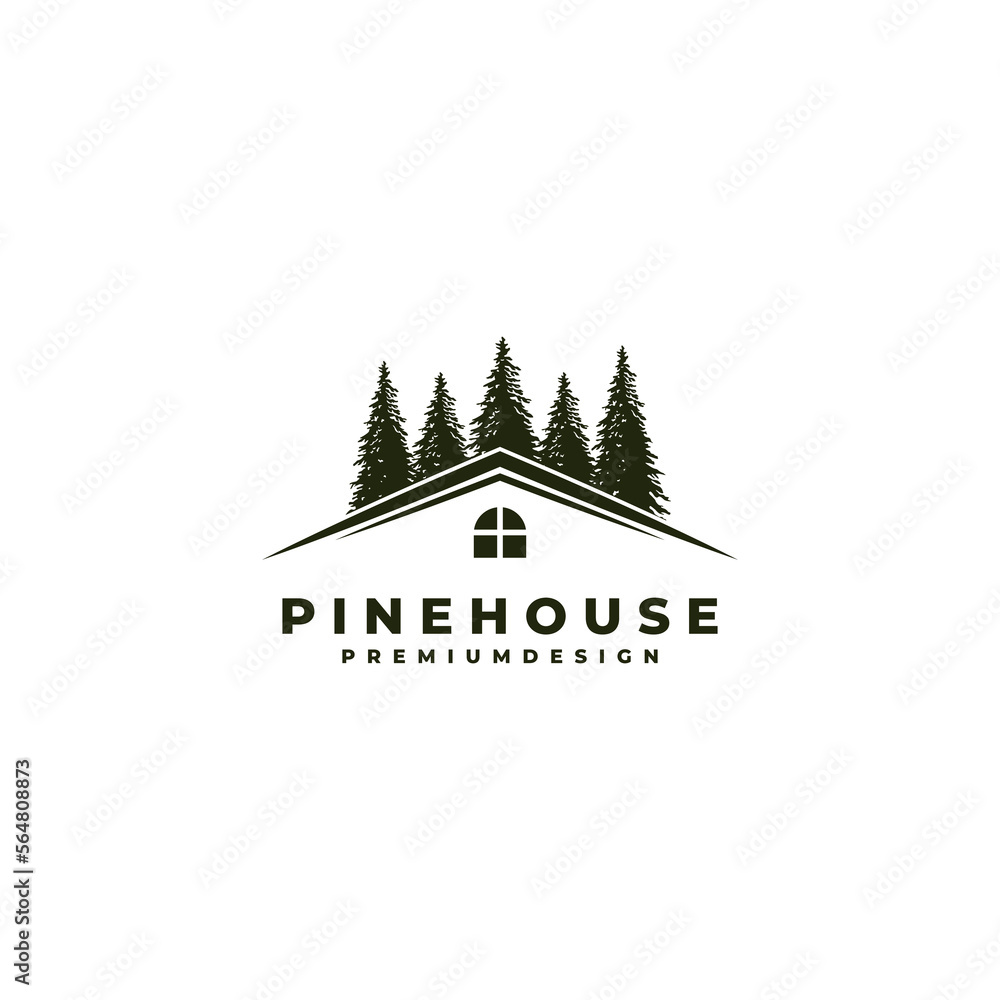Pines house residence logo vector design template, vector illustration ...