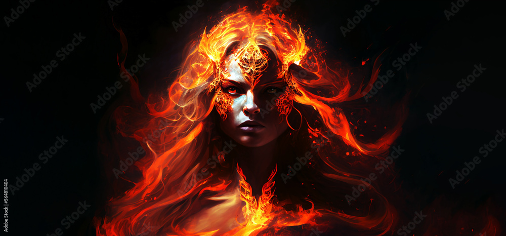 Fire element woman goddess fantasy human representation. Generative AI ...