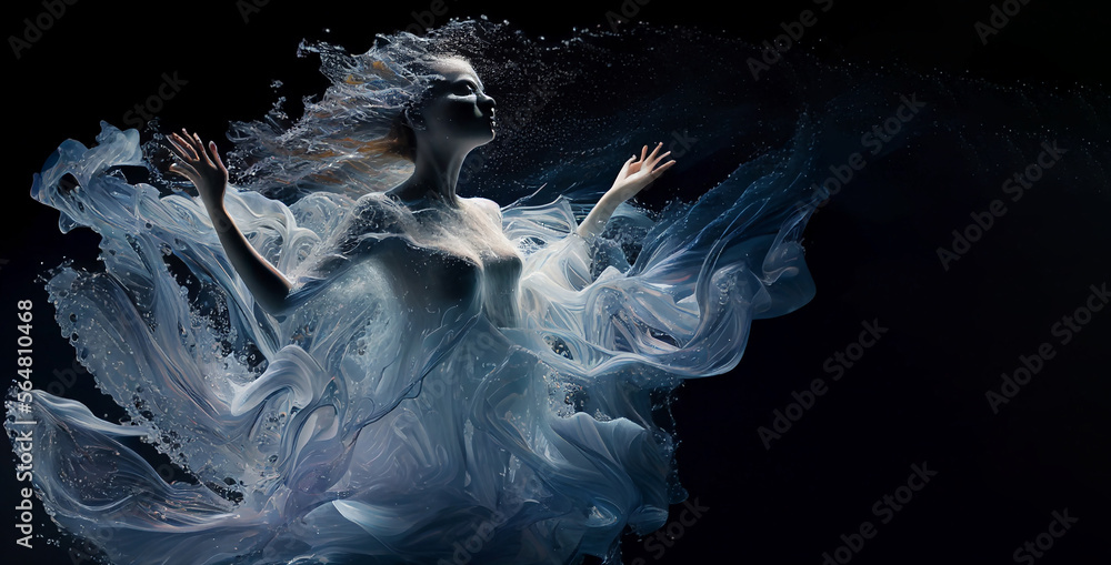 Water element woman goddess fantasy human representation. Generative AI ...
