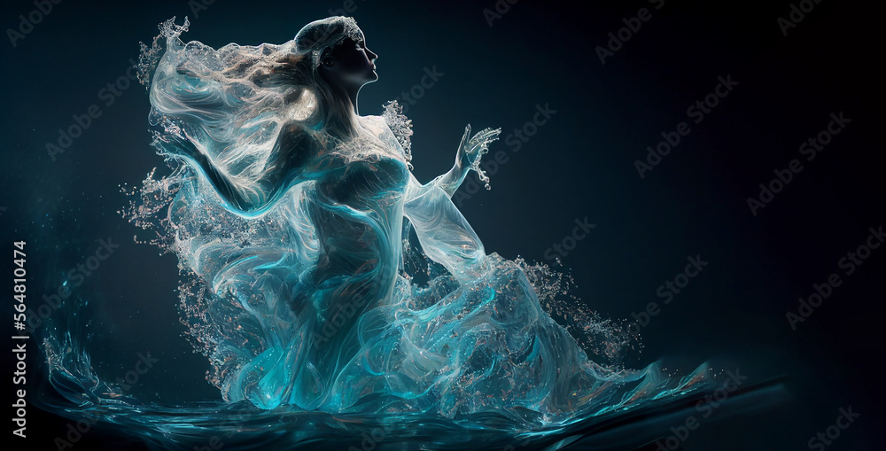 Water element woman goddess fantasy human representation. Generative AI ...