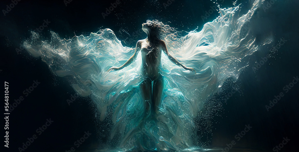 Water element woman goddess fantasy human representation. Generative AI ...
