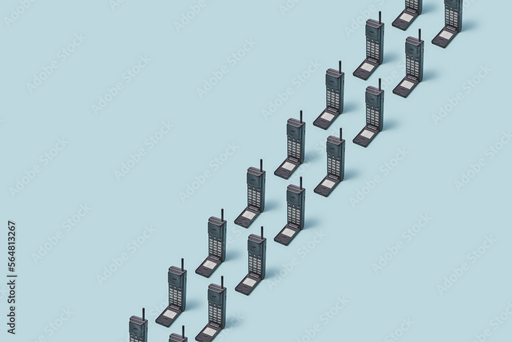 Retro flip mobile phones pattern line. Stock Photo | Adobe Stock