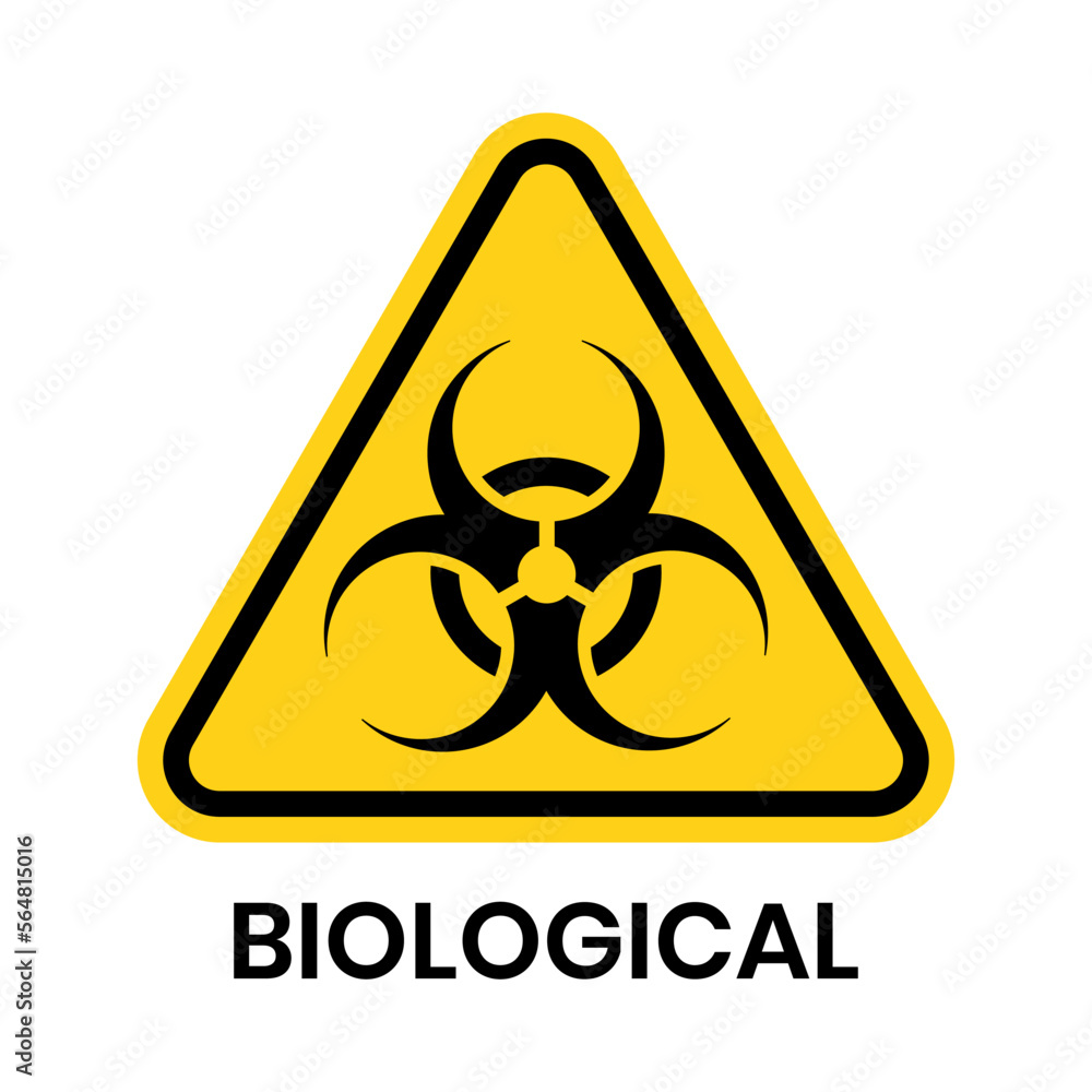 isolated biological hazards symbols on yellow board warning sign for ...