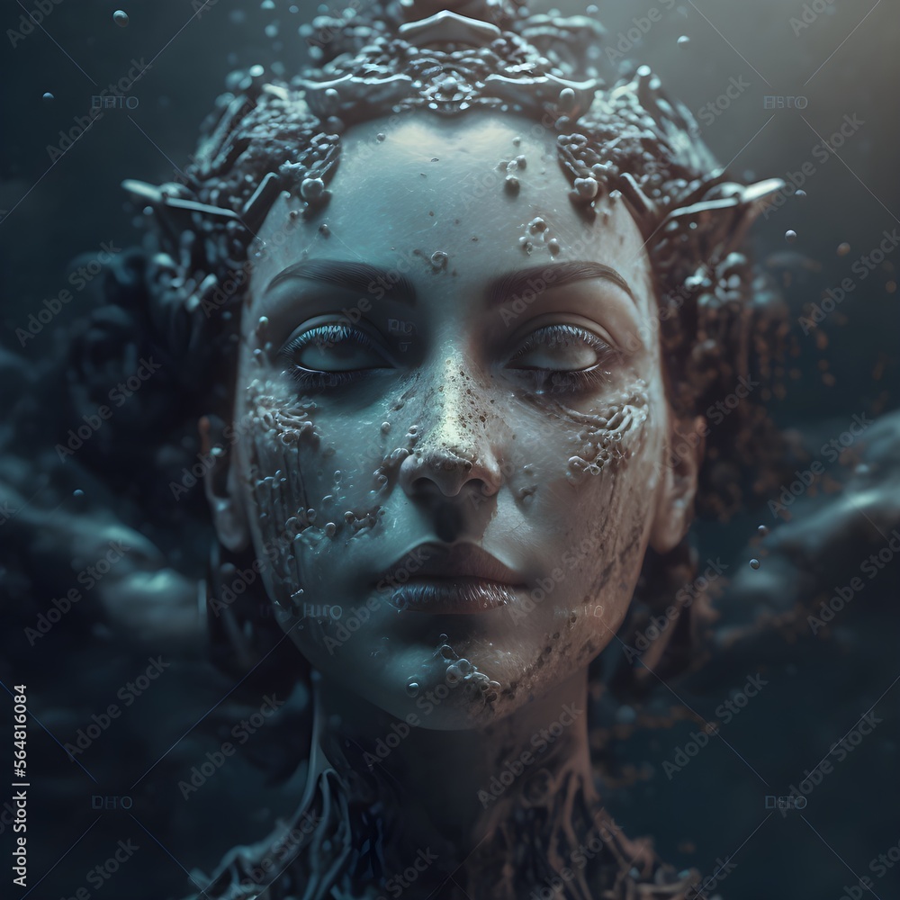 4k human face and ophanim detailed face symmetry mix of human and angel ...