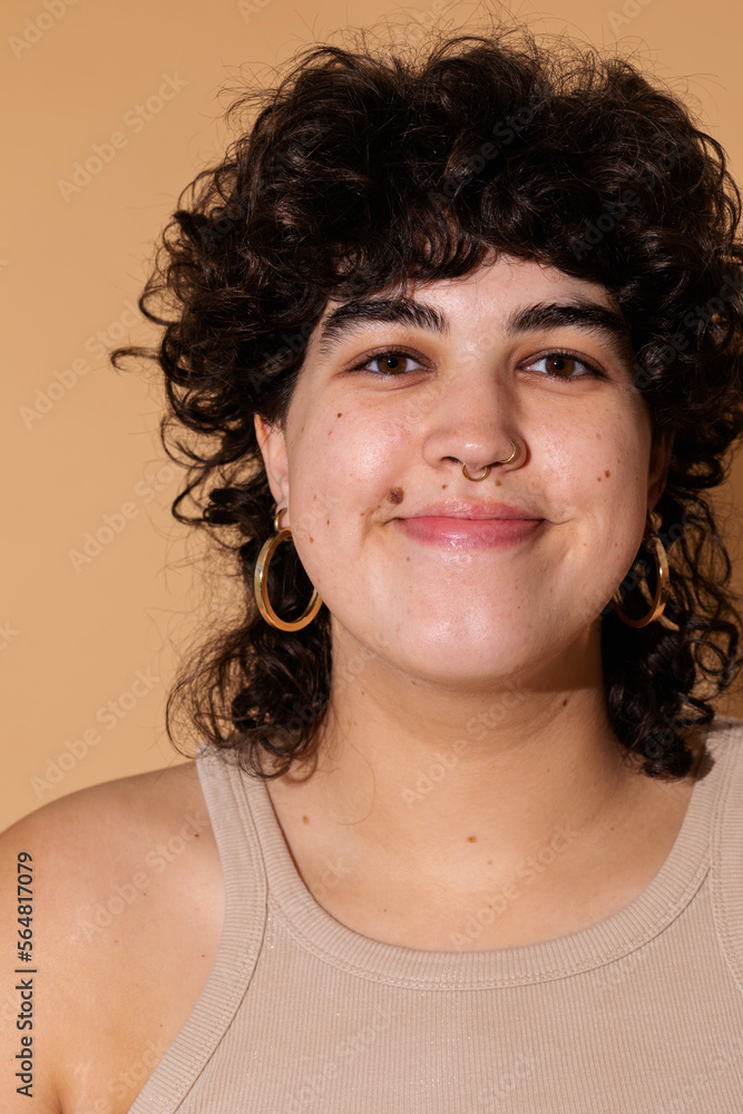 Cheerful female model portrait Stock Photo | Adobe Stock