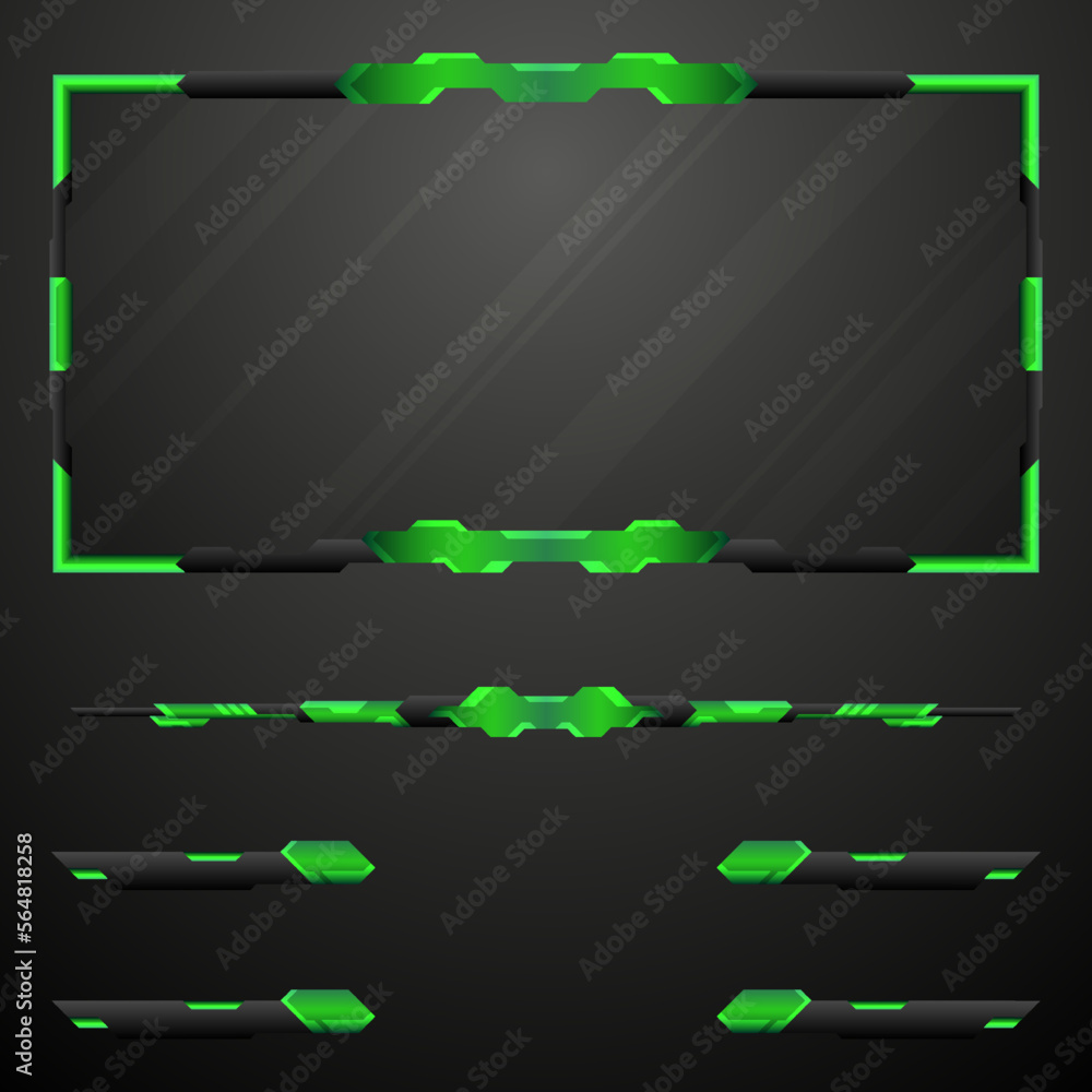 Abstract black and green stream overlay game gui screen border frame ...