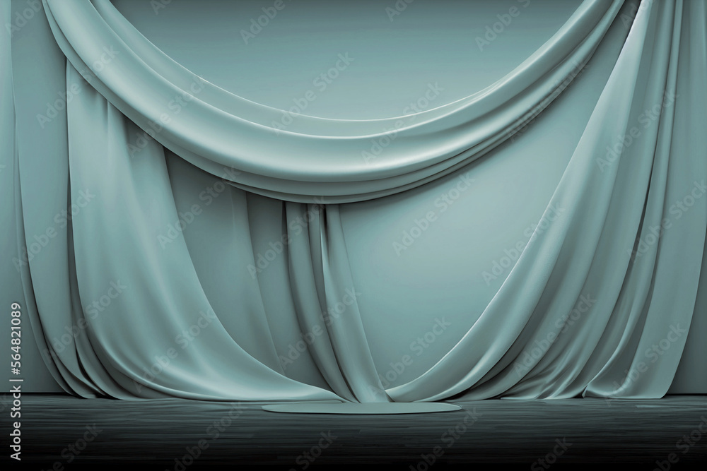 Gray fabric draped over the wall background, luxury silk backdrop for ...