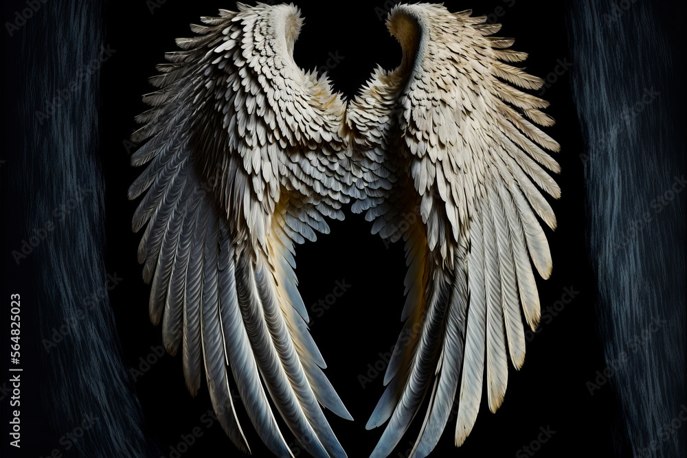 Photoshop overlays set to screen angel wings on a black background drag ...