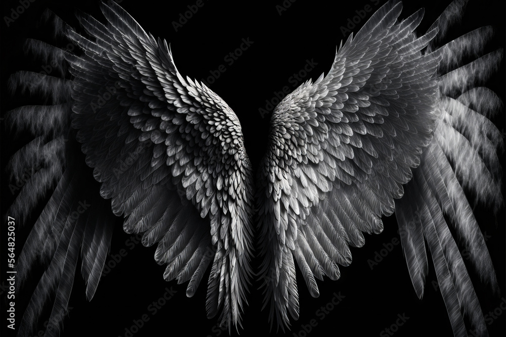 Photoshop overlays set to screen angel wings on a black background drag ...