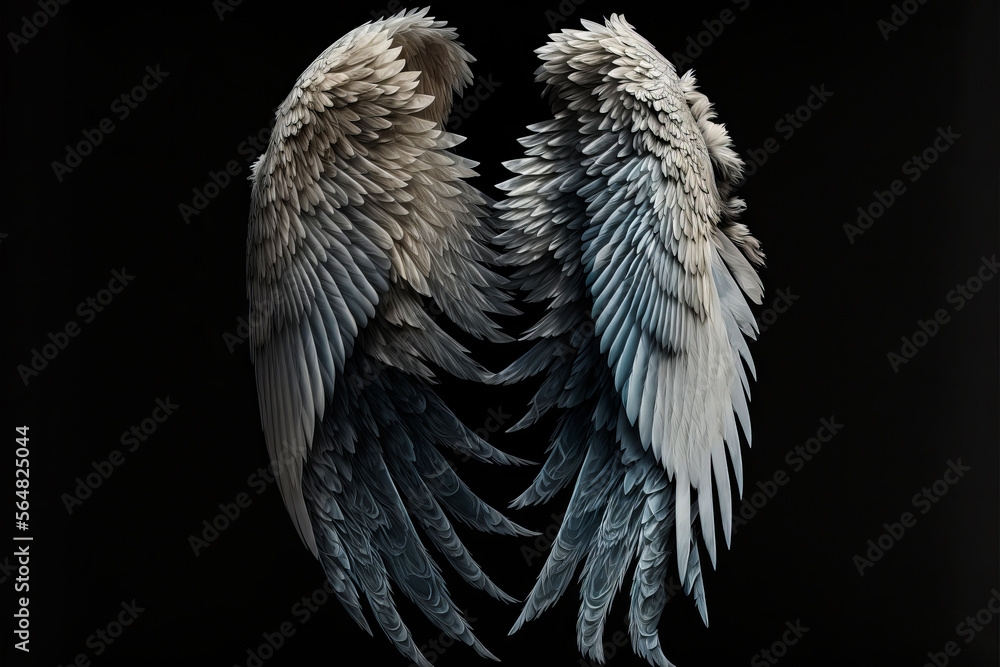 Photoshop overlays set to screen angel wings on a black background drag ...