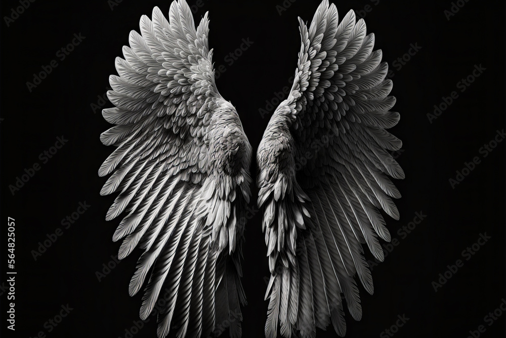 Photoshop overlays set to screen angel wings on a black background drag ...