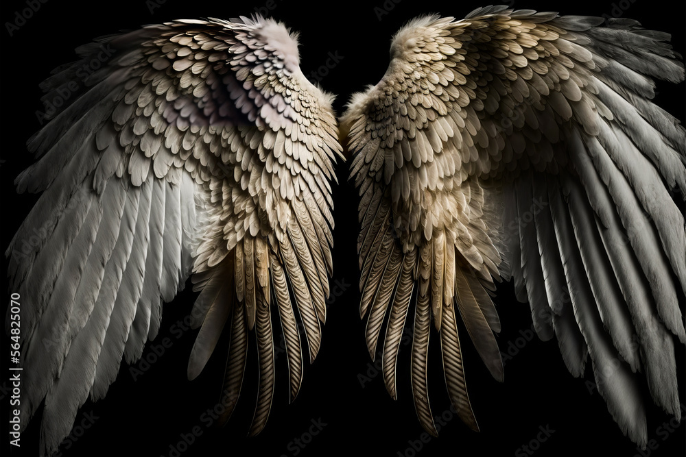 Photoshop overlays set to screen angel wings on a black background drag ...