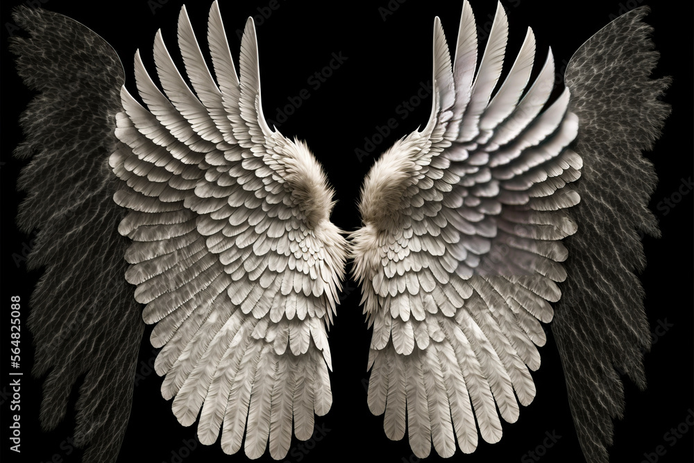 Photoshop overlays set to screen angel wings on a black background drag ...