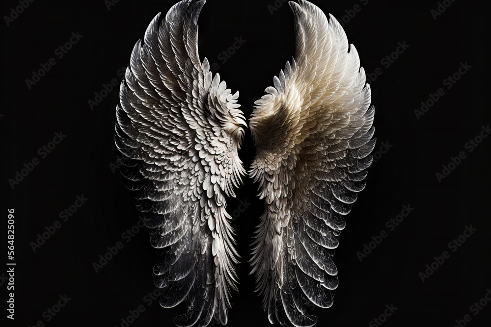 Photoshop overlays set to screen angel wings on a black background drag ...