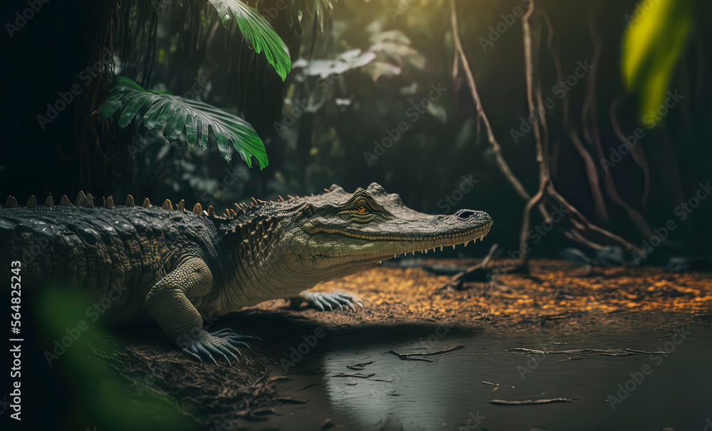 Orinoco Alligator, photography of a Alligator in a jungle. close-up ...