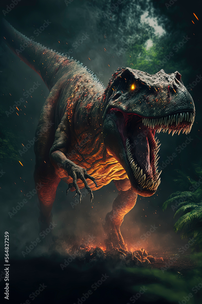 T-Rex in the jungle, Angry Dinosaur. Generative AI ilustração do Stock ...