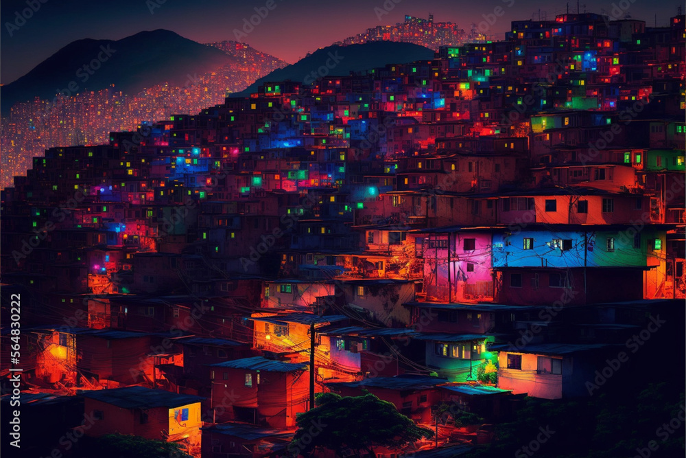 Colorful favela in Brazil, a beautiful favela composed of its beauties ...