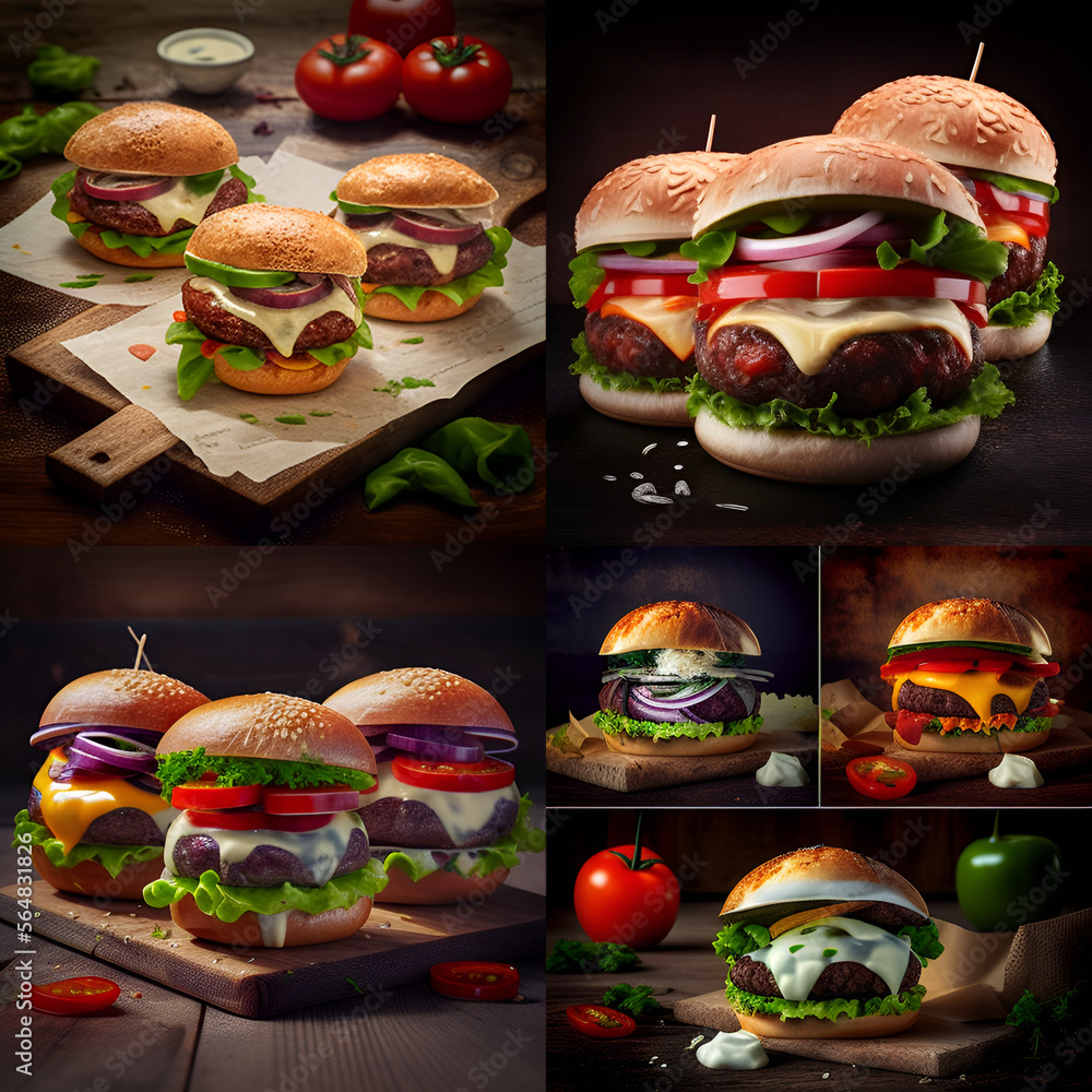 3 handmade beef burgers, 100g each, 3x mozzarella, onion roasted in soy ...