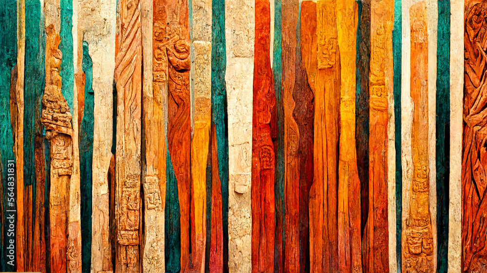 Mayan style wood Artistic colors illustration Generative AI Content by ...