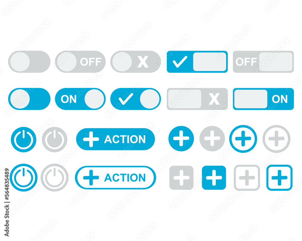 Set of blue icons for UI UX Design on transparent background Stock ...